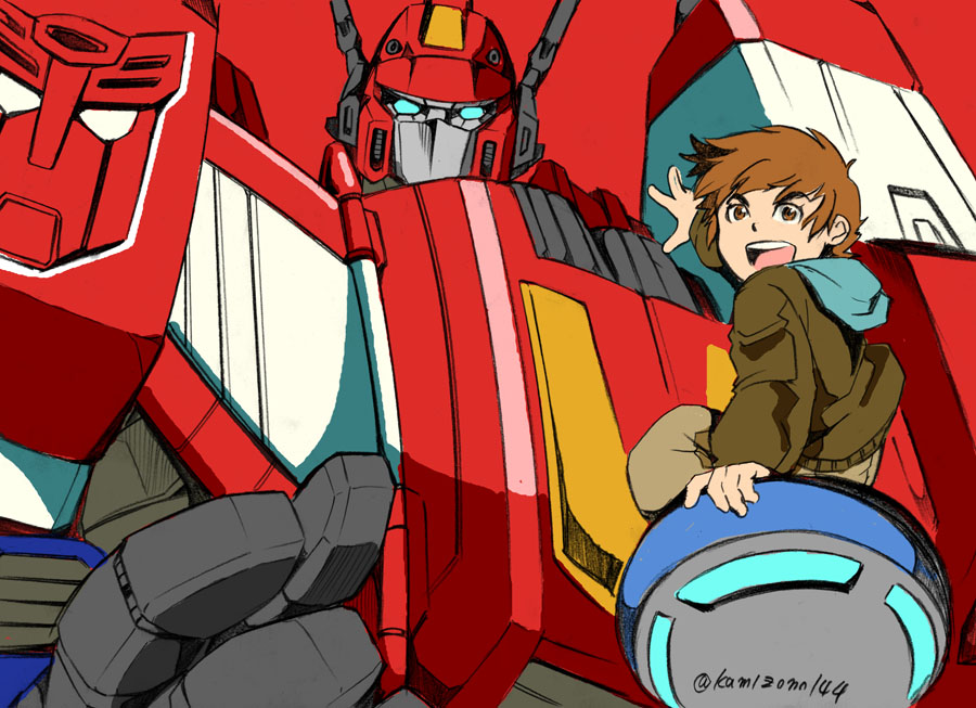 Safebooru - >:d 2boys :d arm support autobot bangs blue eyes brown eyes ...