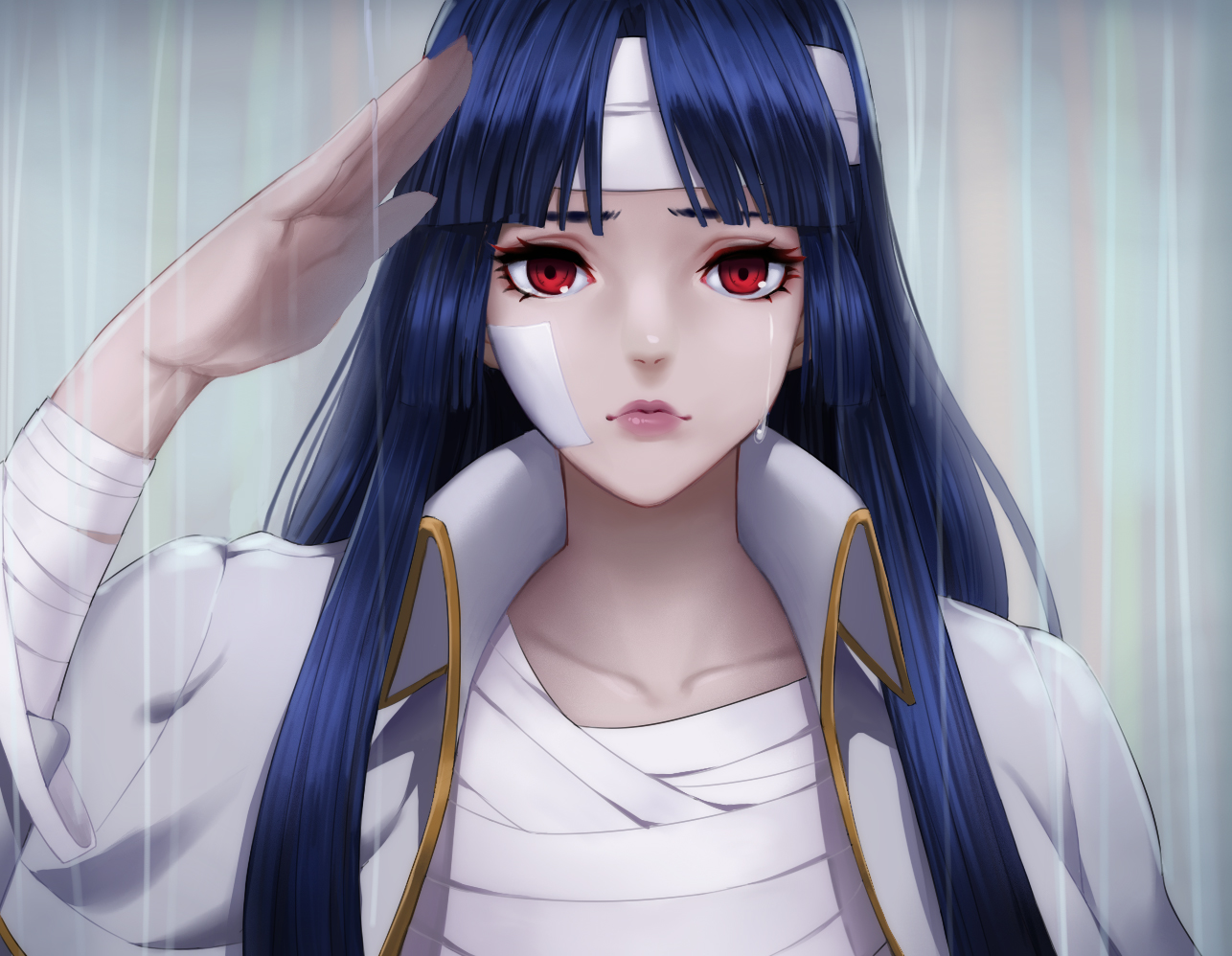 Safebooru - 1girl bandage blue hair crying gintama imai nobume long ...