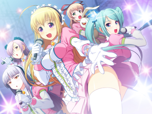 Safebooru - 5girls :d :o ahoge anna (gekkou no carnevale) aqua eyes aqua hair blonde hair blush ...
