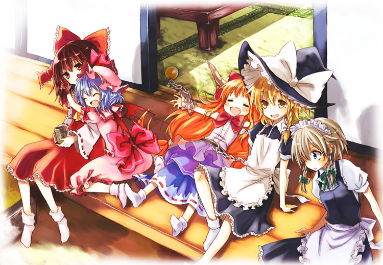 Safebooru - hug ibuki suika izayoi sakuya kirisame marisa miya (artist ...