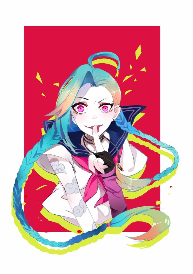 Safebooru - 1girl blue hair braid gloves jinx (league of legends ...