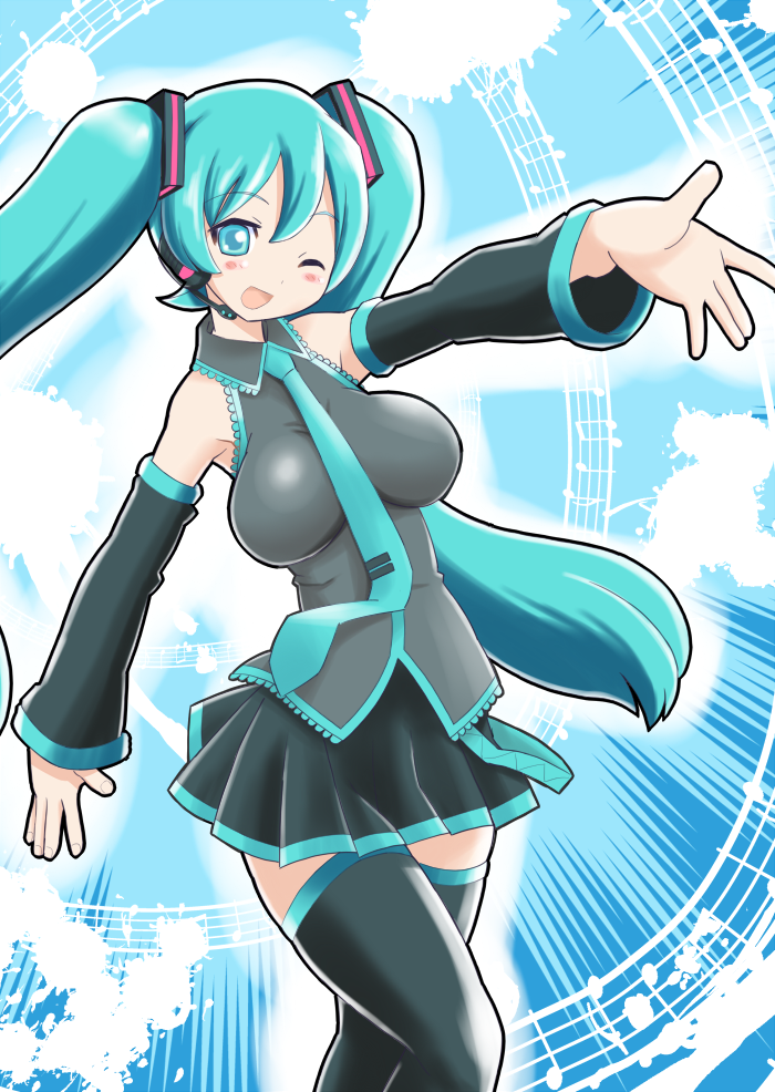 Safebooru - 1girl ;d blue eyes blue hair eyebrows visible through hair ...