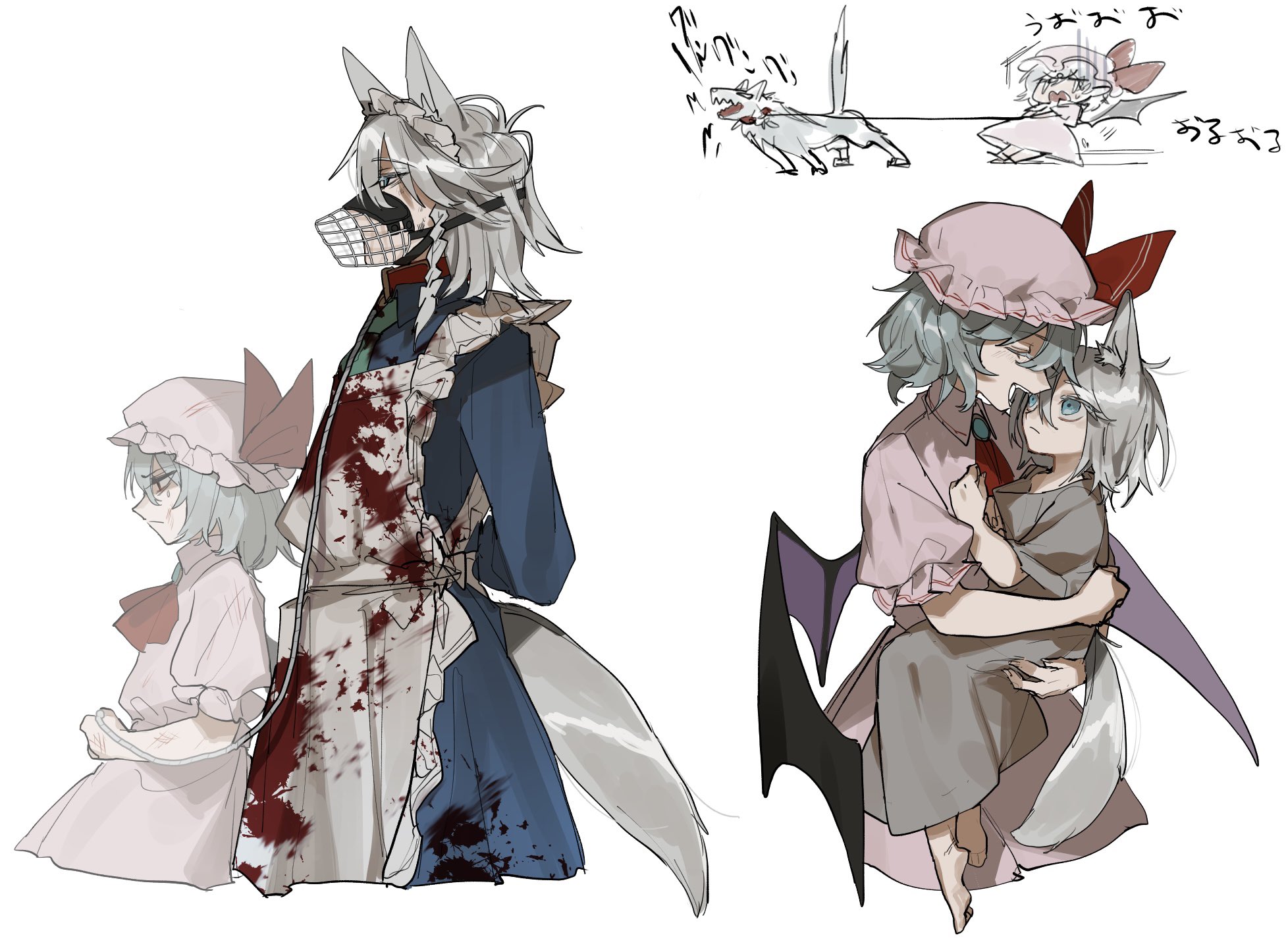 Safebooru - 2girls age comparison aged down animal collar animal ear fluff animal ears apron ...