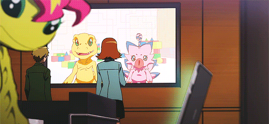 Safebooru - 1boy 1girl agumon animated animated gif bandai biyomon ...