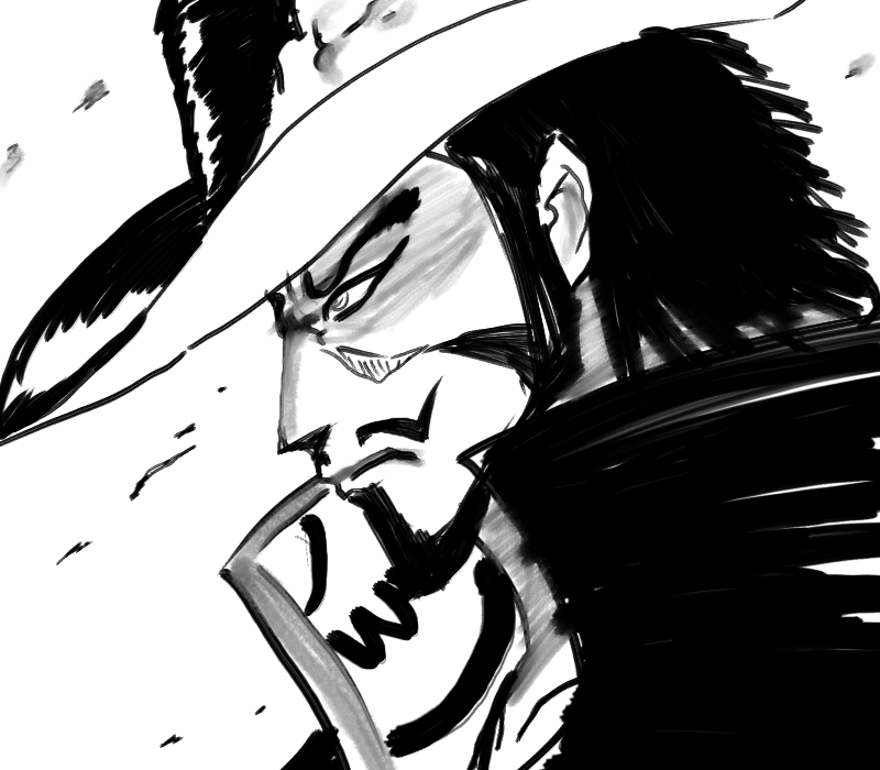 Safebooru - 1boy dracule mihawk hat male focus monochrome one piece ...