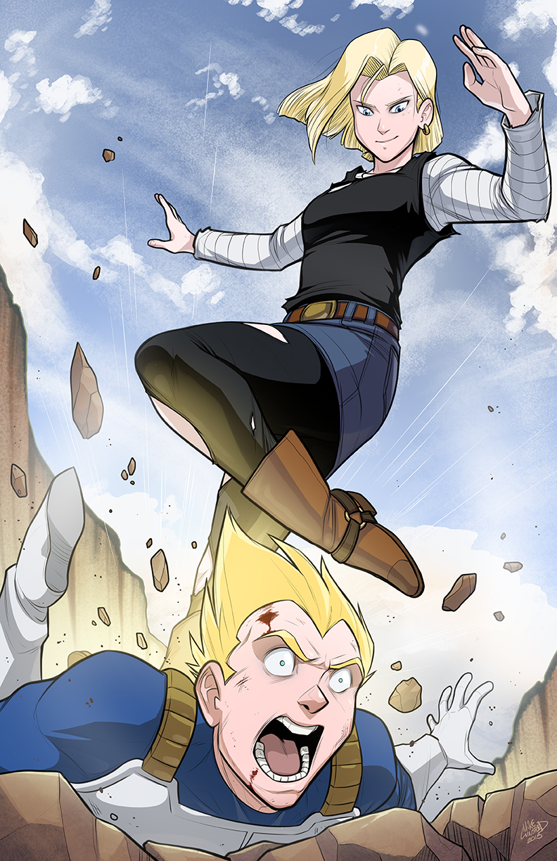 Safebooru - 1boy 1girl android 18 battle blood destruction dragon ball ...