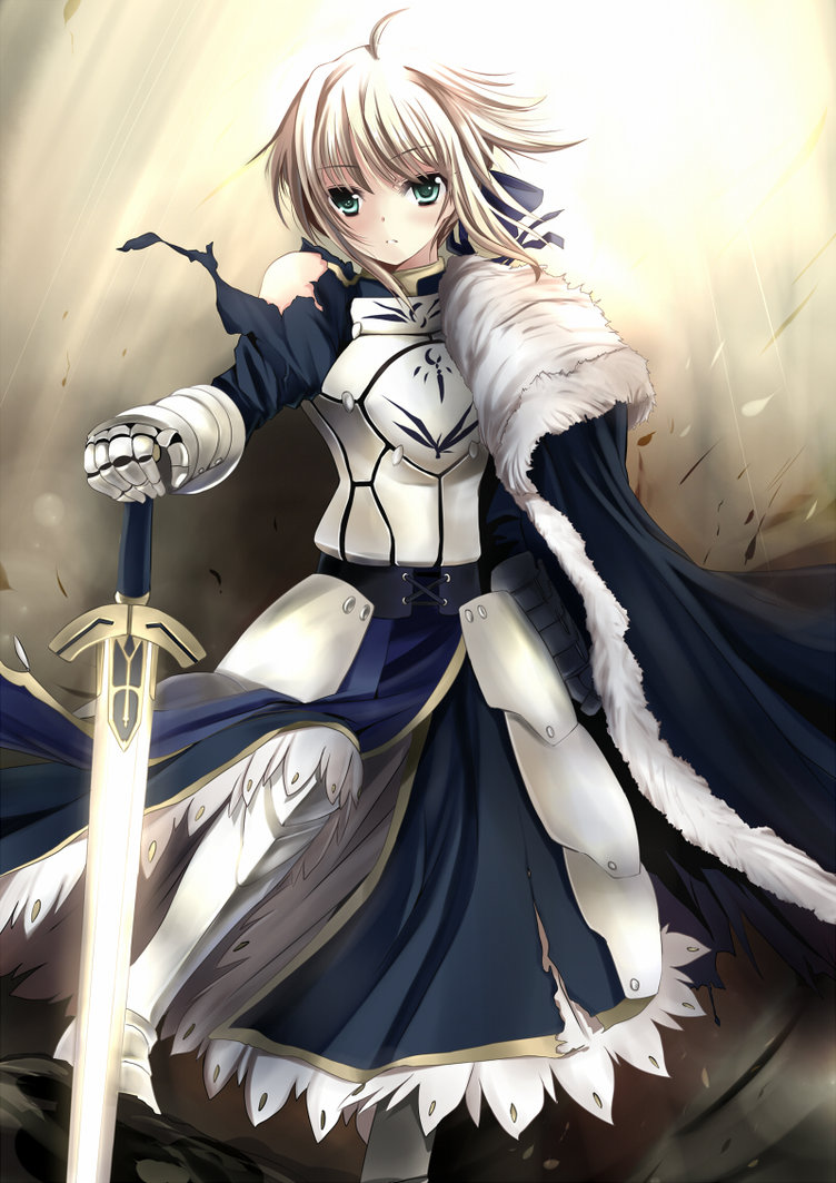 Safebooru - 1girl ahoge armor armored dress blonde hair dress earth excalibur fate/stay night ...