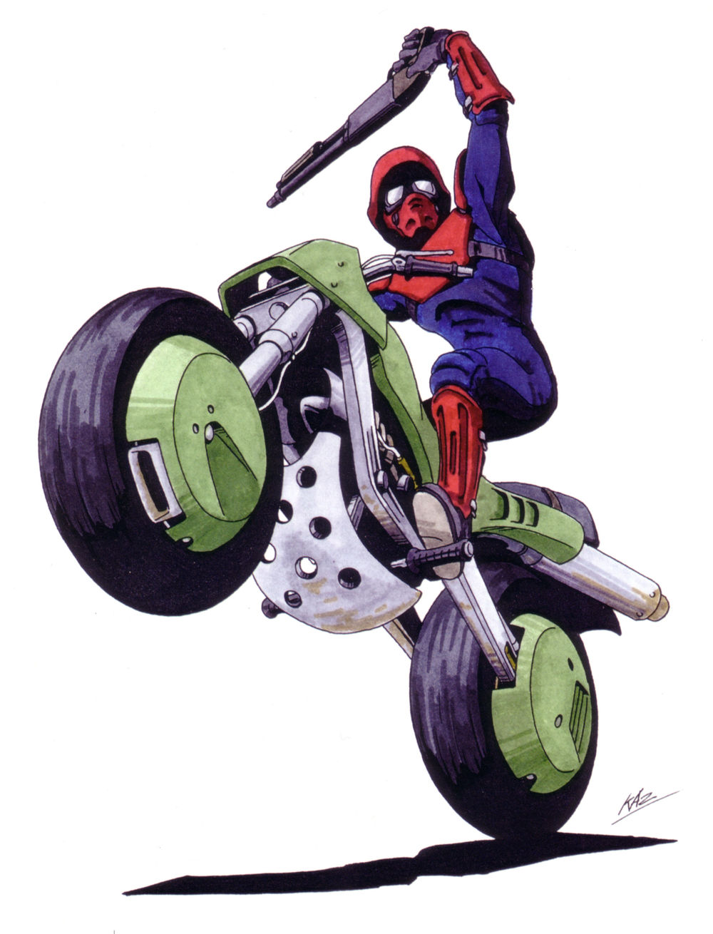 Safebooru - 1boy execution rider ground vehicle gun helmet motor ...