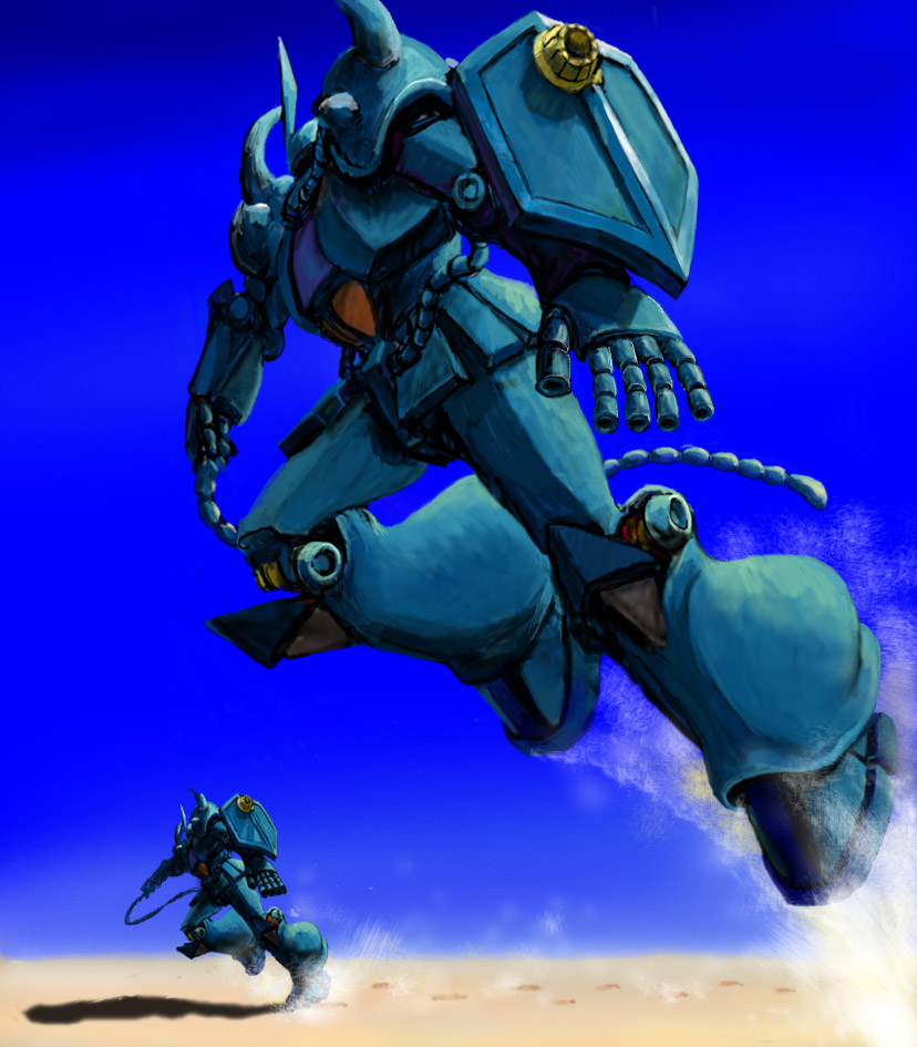 Safebooru - blue sky desert gouf gradient gradient background gundam ...
