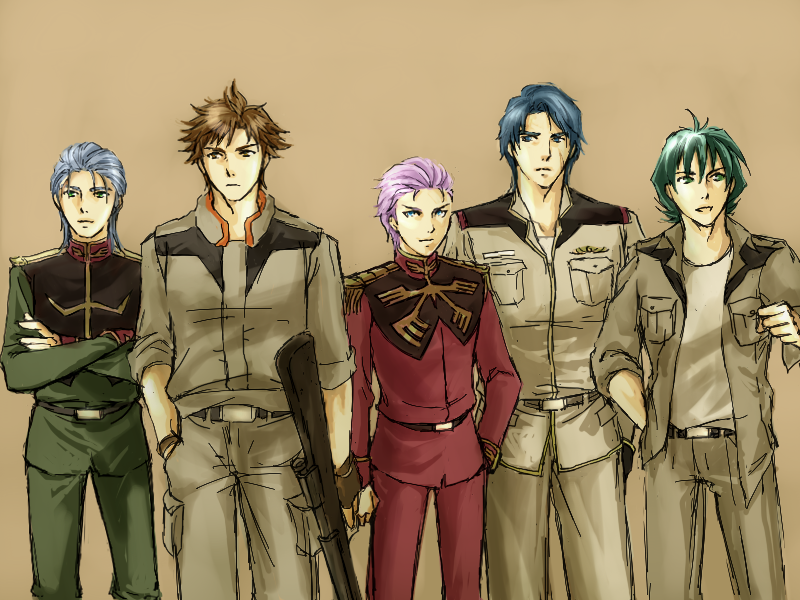 Safebooru - 5boys blue hair brown hair crossed arms eric blanke green ...
