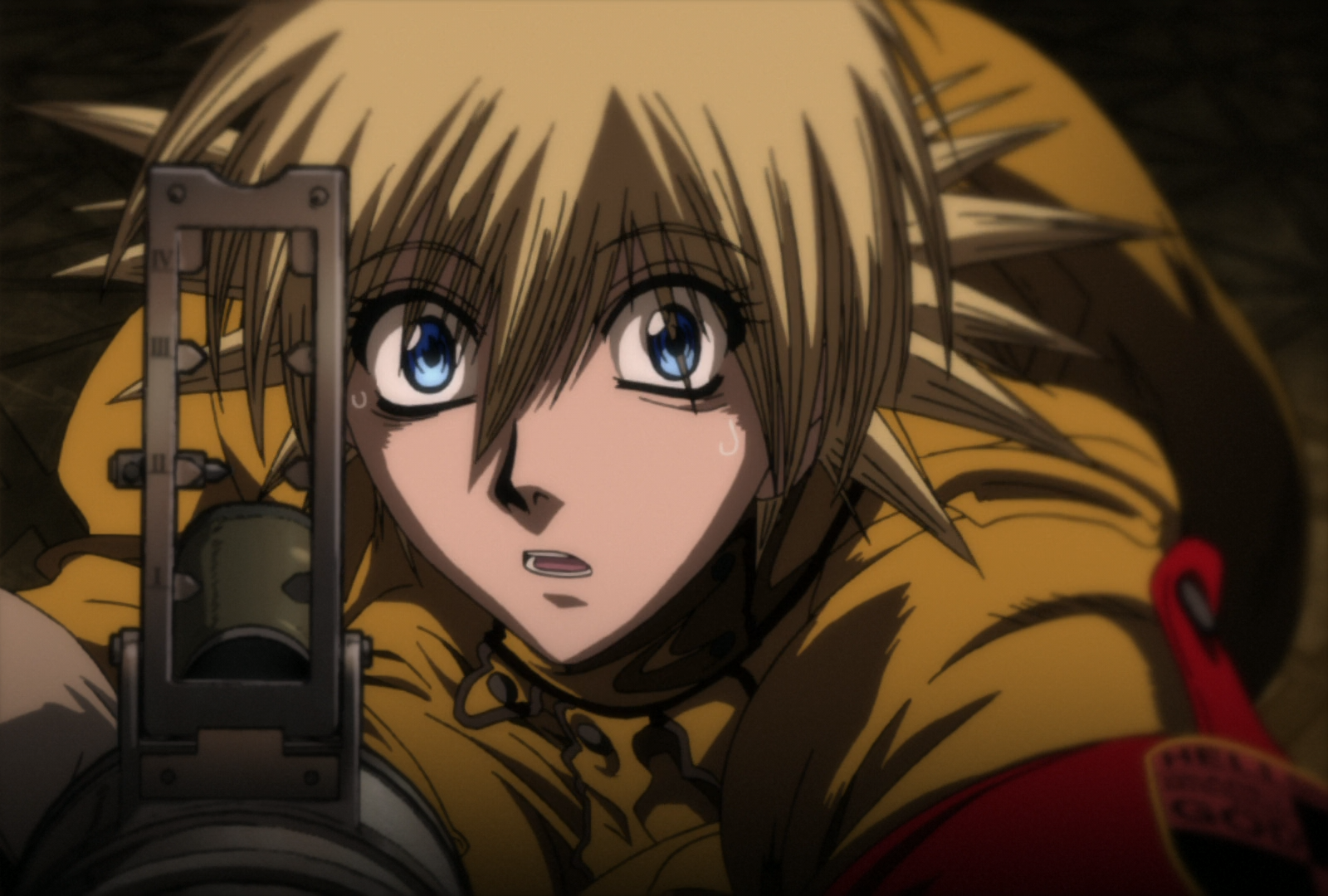 Safebooru - 1girl blonde hair blue eyes breasts female hair over one ...