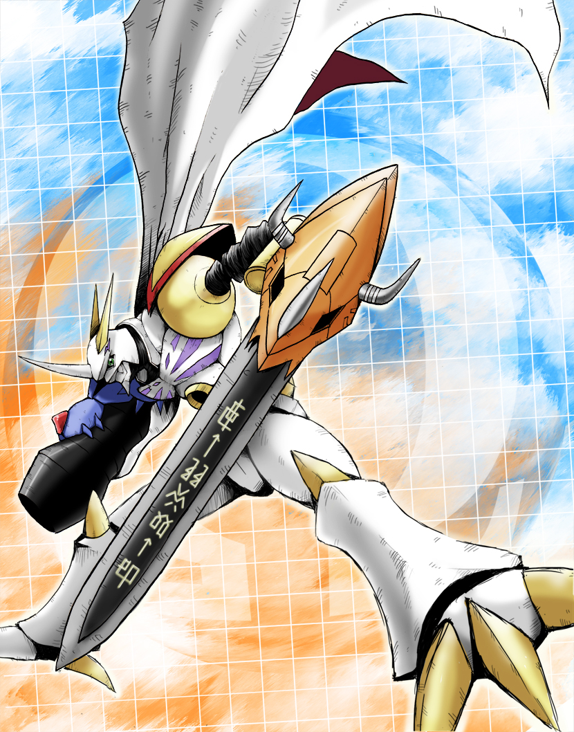 Safebooru - arm cannon armor bandai cannon cape digimon fangs full ...