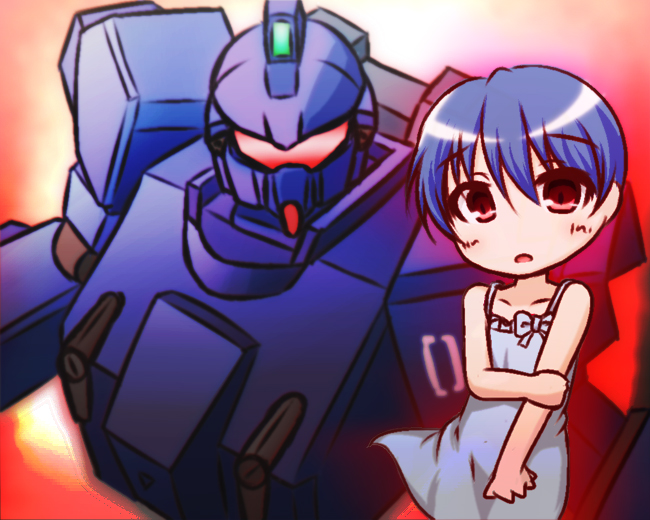 Safebooru - 1girl artist request blue destiny 01 blue hair gundam ...