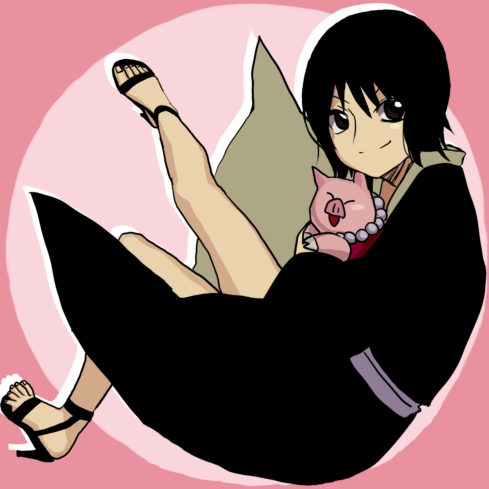 Safebooru - 1girl black eyes black hair high heels japanese clothes ...