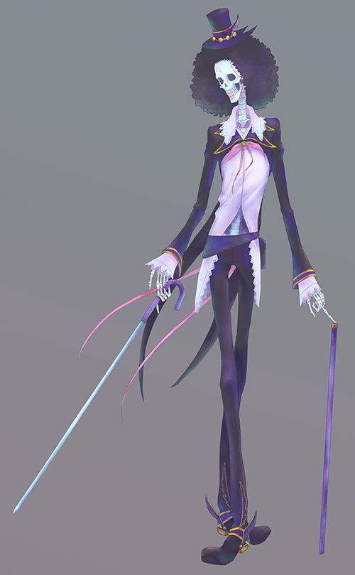 Safebooru - 1boy afro brook cane full body one piece skeleton solo standing sword weapon | 1971490