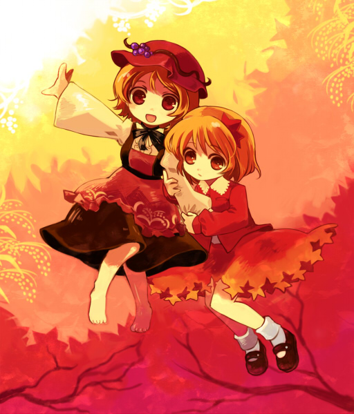 Safebooru - aki minoriko aki shizuha autumn blonde hair chaba (hortensia) multiple girls short ...