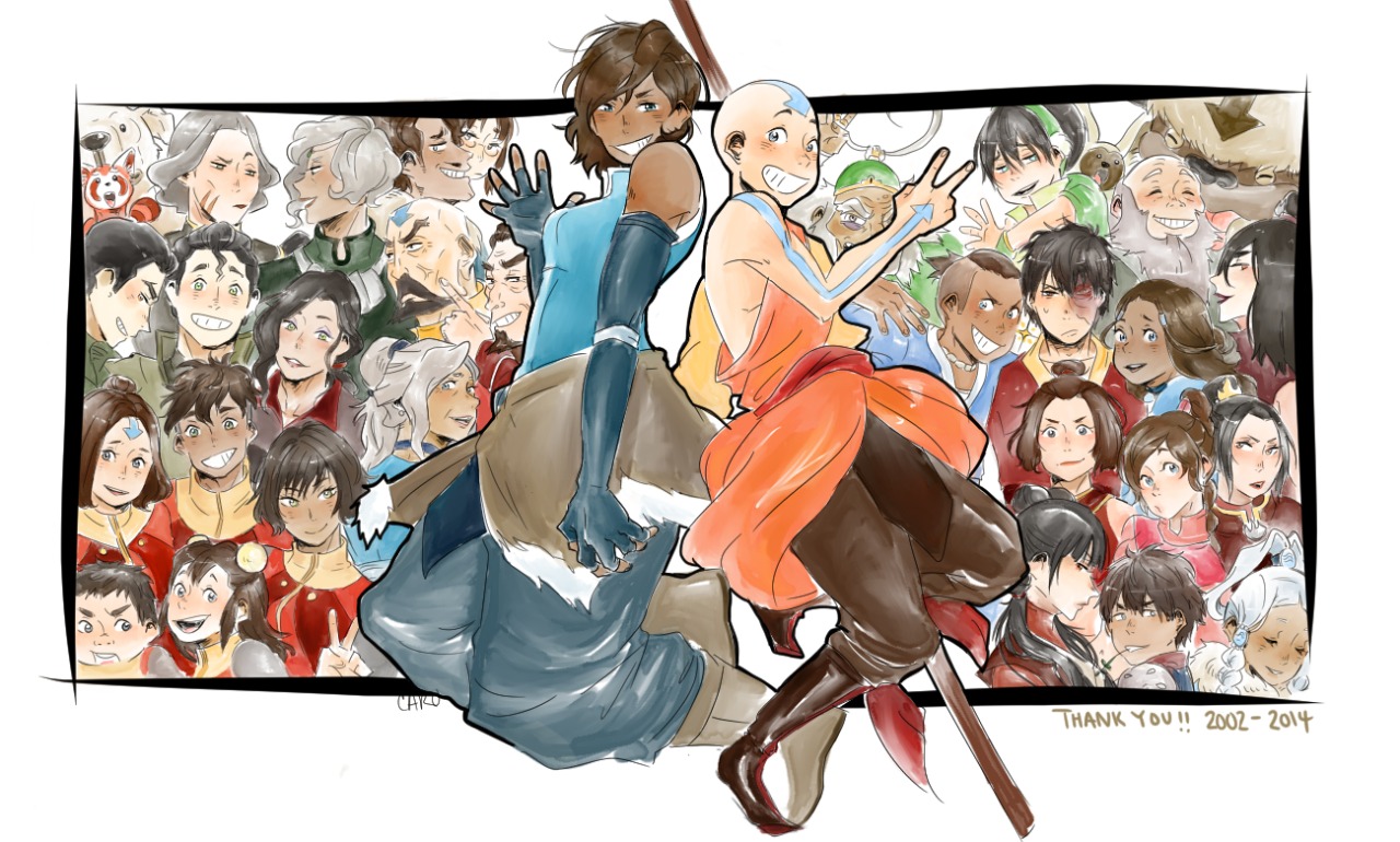 Safebooru - 6+boys 6+girls aang appa asami sato avatar: the last airbender azula bald bare ...