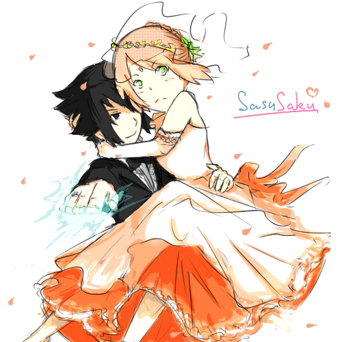 Safebooru - 1boy 1girl dress haruno sakura naruto smile uchiha sasuke ...