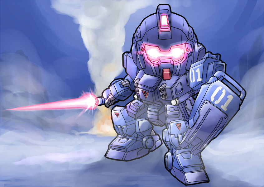 Safebooru - blue destiny 01 chibi energy sword fire gundam gundam side ...