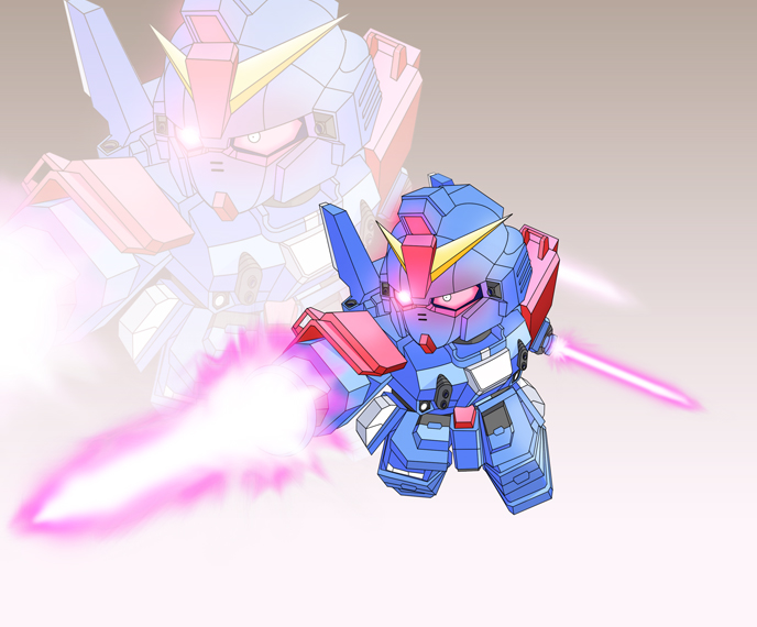 Safebooru - blue destiny 02 chibi dual wielding energy sword gundam ...