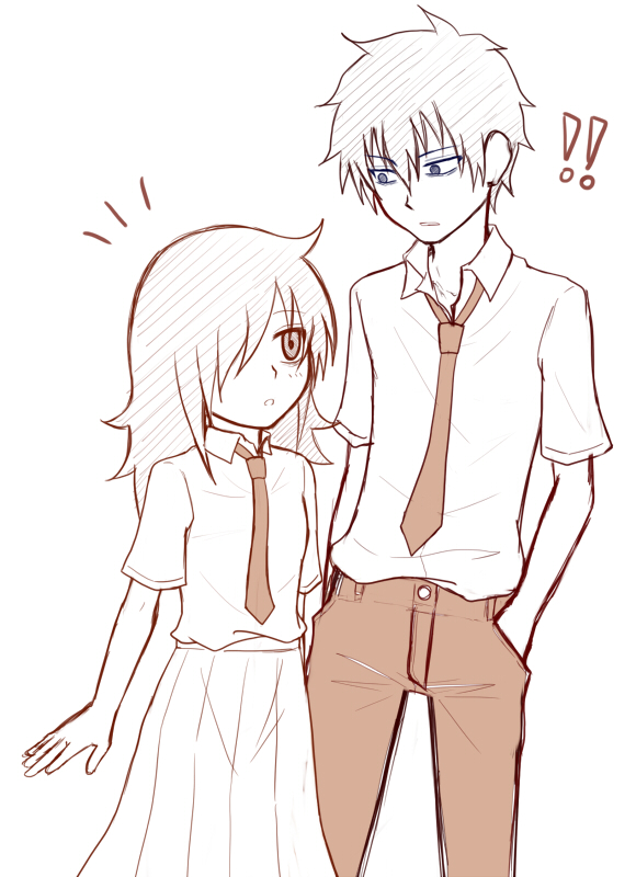 Safebooru - !! bags under eyes black hair brother and sister green eyes ...