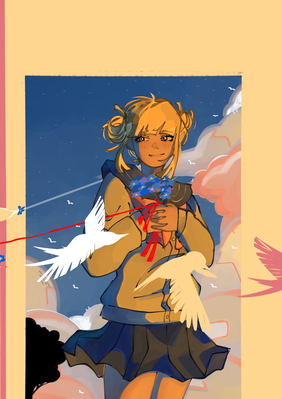 Safebooru - 1girl bird blonde hair blush boku no hero academia double ...