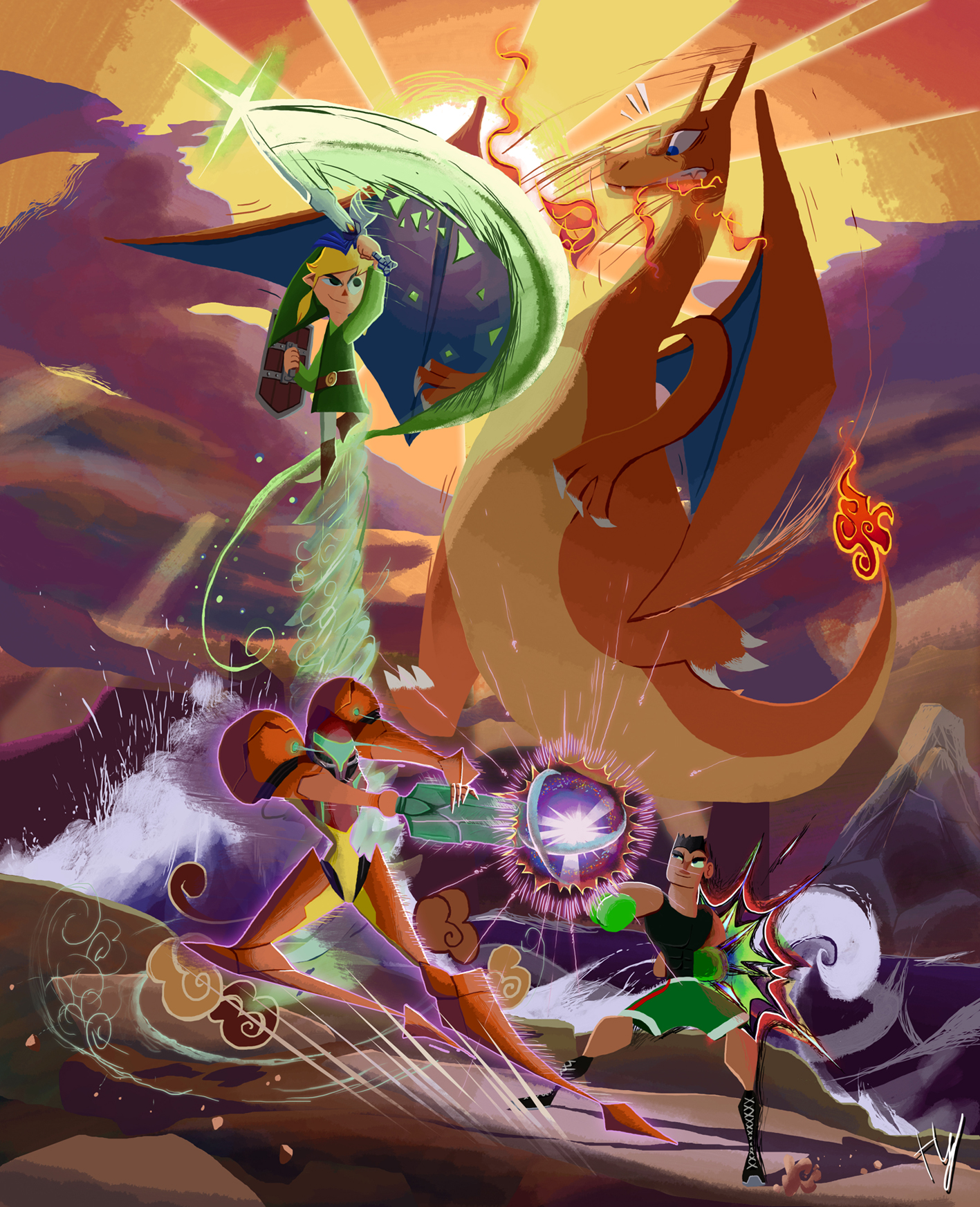 Safebooru - arm cannon battle boxing gloves charizard cross-laced ...