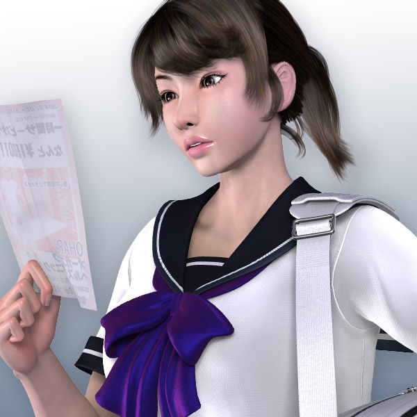 Safebooru - 3d bow brown eyes brown hair ponytail school uniform ...