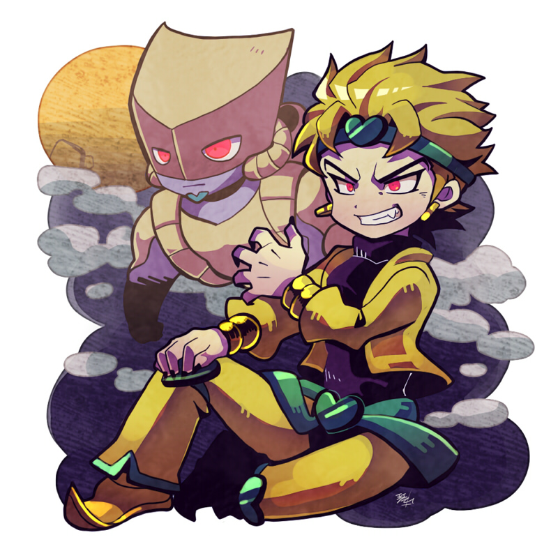 Safebooru - 2boys blonde hair chibi clouds dio brando full moon ...