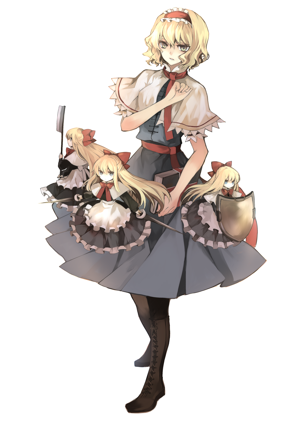 Safebooru - 1girl alice margatroid black legwear blonde hair blue eyes boots cross-laced ...