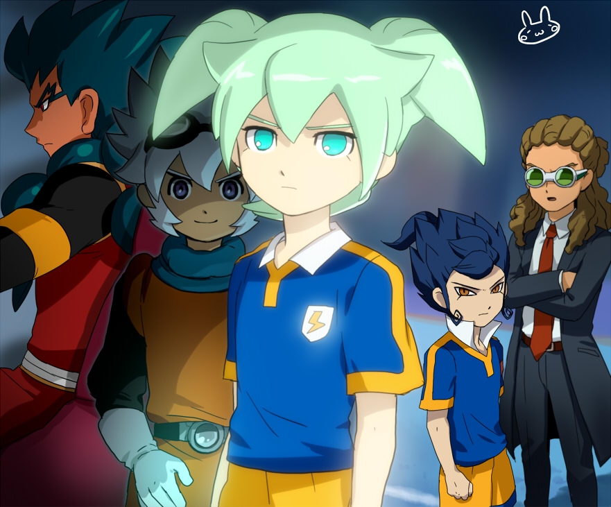 Safebooru - 5boys blue hair brown hair fei rune gloves goggles green ...