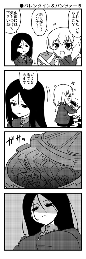 Safebooru - 2girls 4koma chocolate comic empty eyes girls und panzer ...