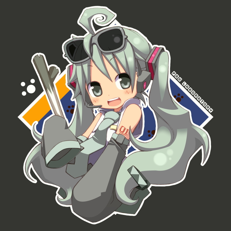 Safebooru - 1girl black background blush green eyes green hair hatsune miku kuro (kuroneko no ...