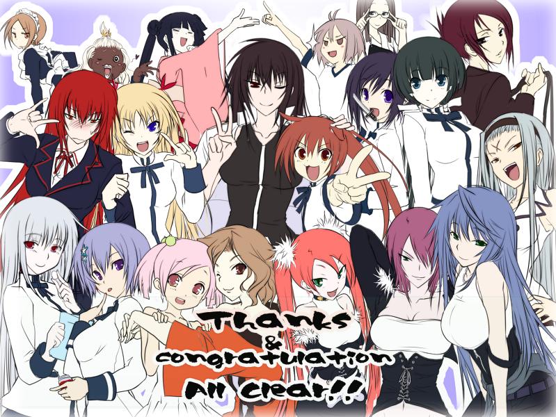 Safebooru - 6+girls :3 :p \m/ adjusting glasses ahoge amakasu mayo ...