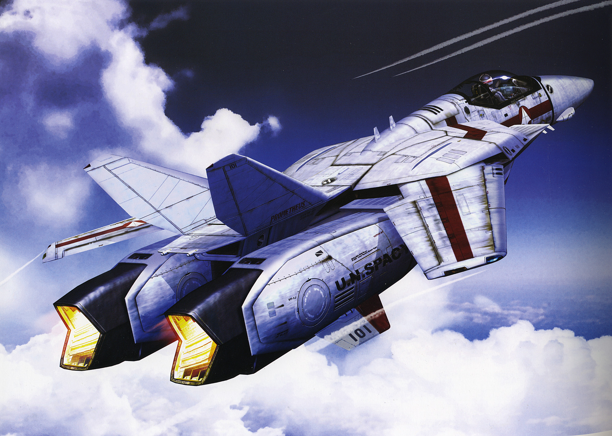 Safebooru - 80s aircraft airplane choujikuu yousai macross clouds fighter jet flying highres ...