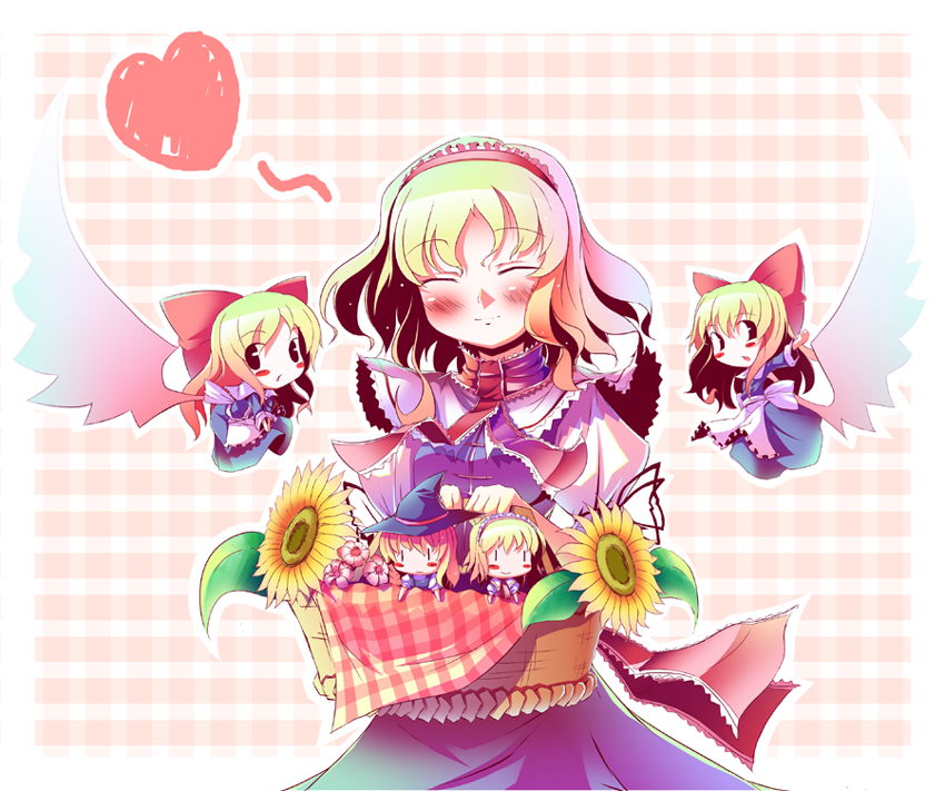 Safebooru - 1girl alice margatroid apron basket blonde hair blue dress blush stickers bow ...