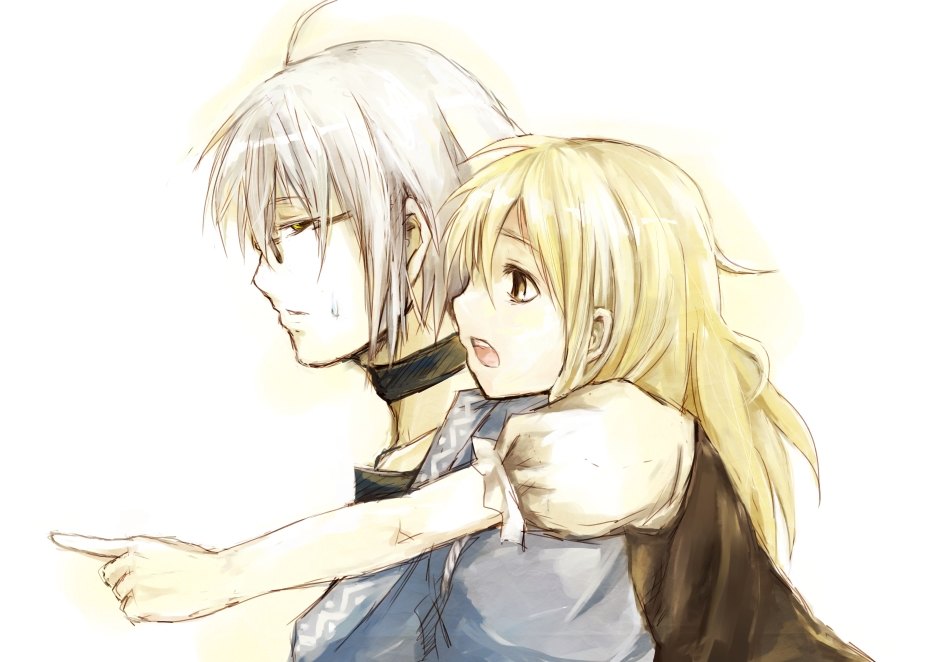 Safebooru - 1boy 1girl ahoge blonde hair choker curiosities of lotus ...