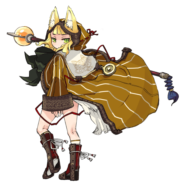 Safebooru - 1girl animal ears blonde hair boots bottomless cape fantasy ...