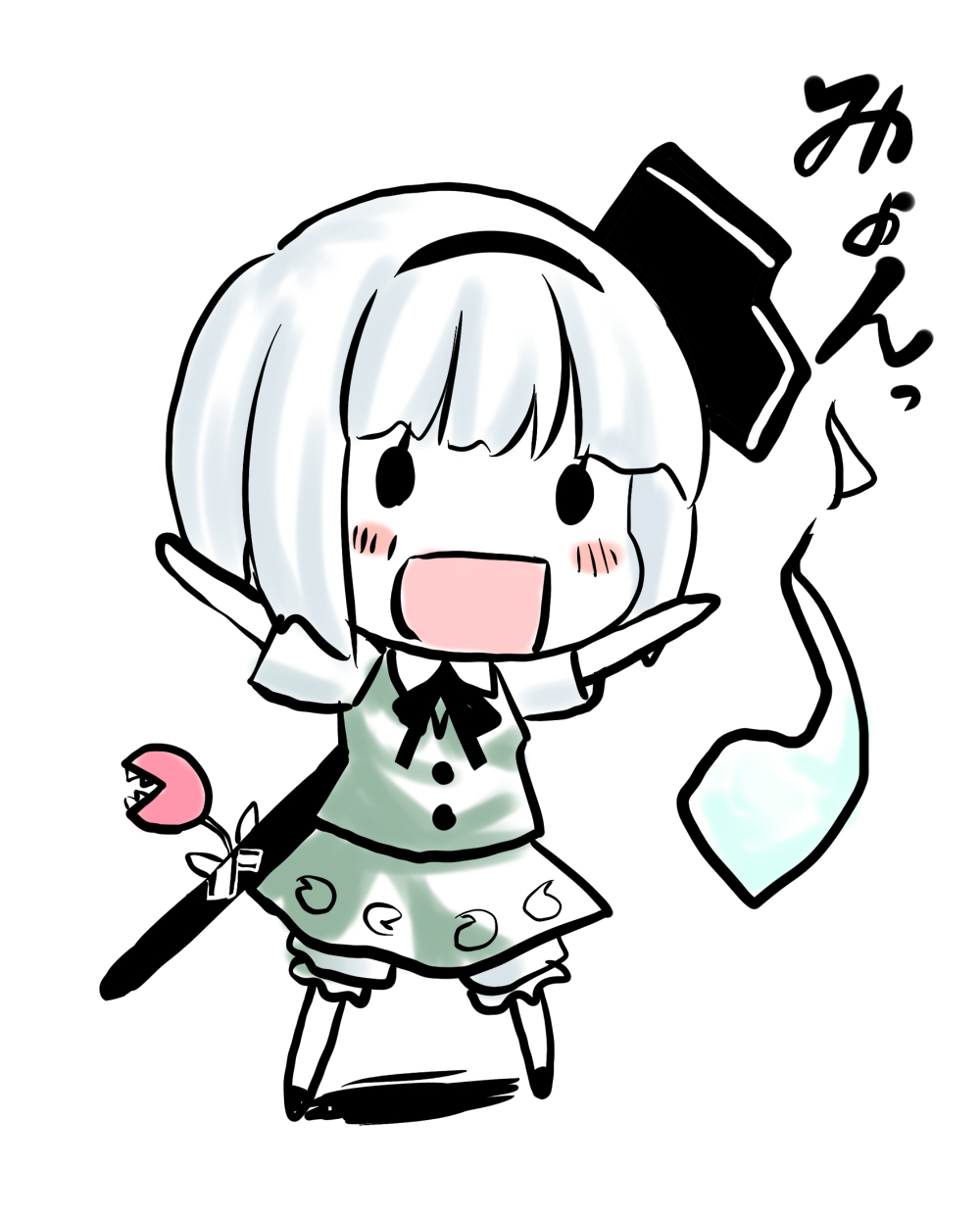 Safebooru - 1girl :d arms up bad id chibi female highres hitodama ...