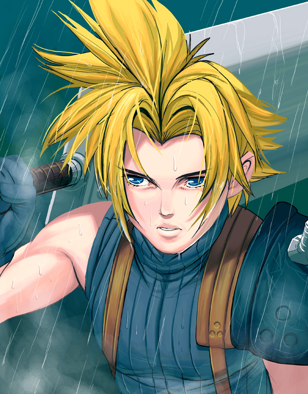 Safebooru - abe takakazu blonde hair blue eyes buster sword cloud strife final fantasy final ...
