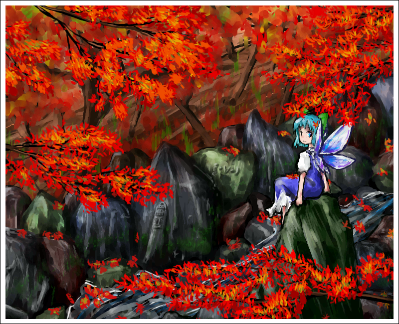 Safebooru - autumn cirno female forest nature oekaki river sakaki soshi ...