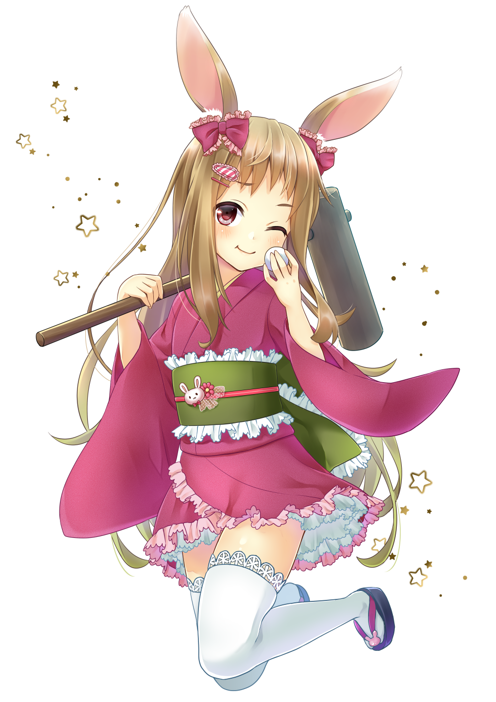 Safebooru - 1girl animal ears bangs blonde hair blush bow bunny girl daidai jamu flat chest food ...