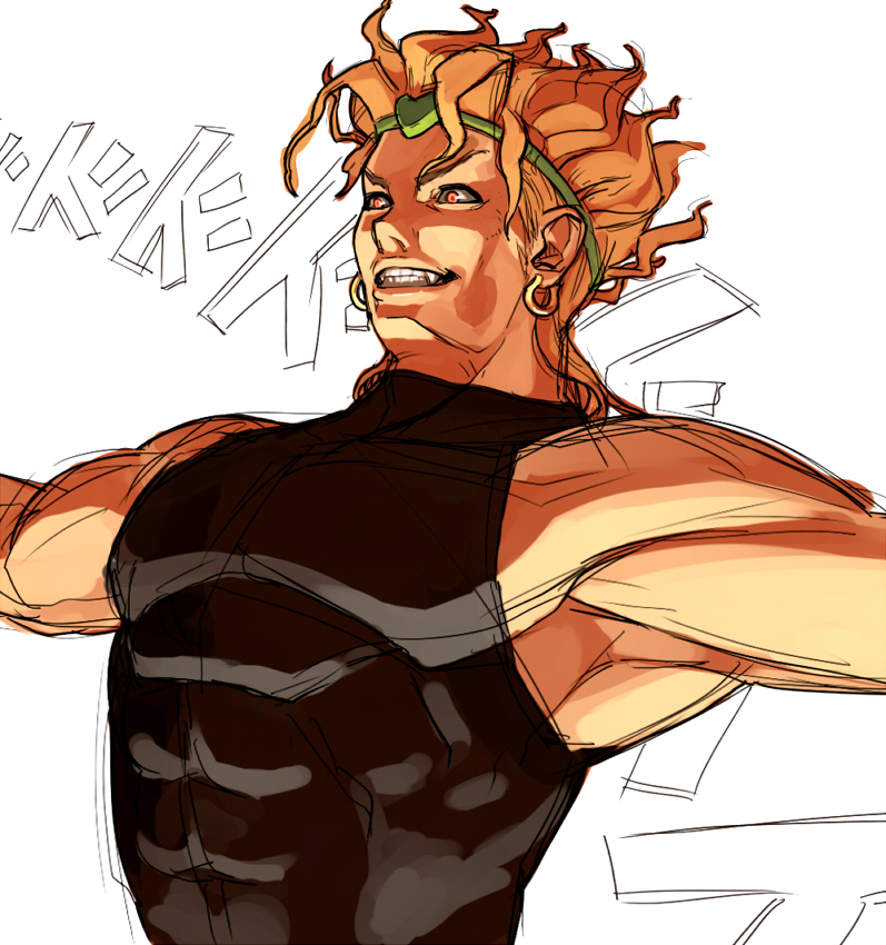 Safebooru - 1boy blonde hair dio brando earrings evil grin evil smile fangs grin headband heart ...