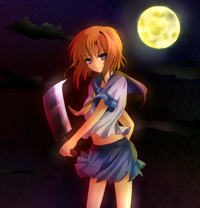 Safebooru - higurashi no naku koro ni hinase haruka moon purple eyes ...