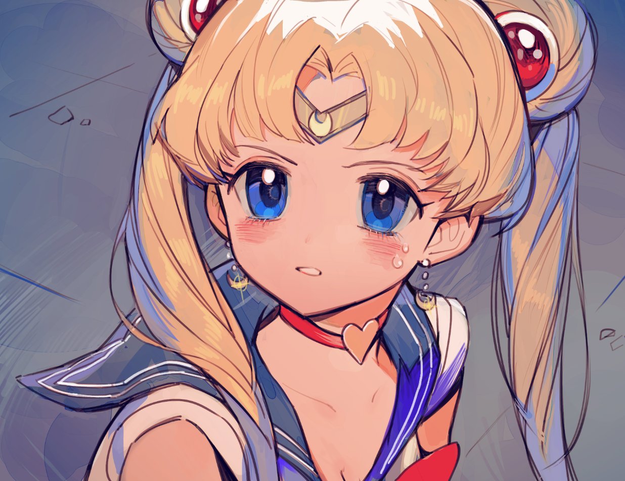 Safebooru - 1girl bangs bishoujo senshi sailor moon blonde hair blue background blue eyes blue ...