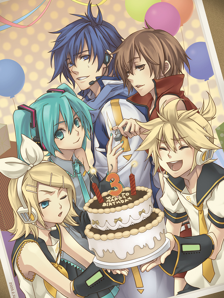 Safebooru - birthday cake detached sleeves food hatsune miku headset ...