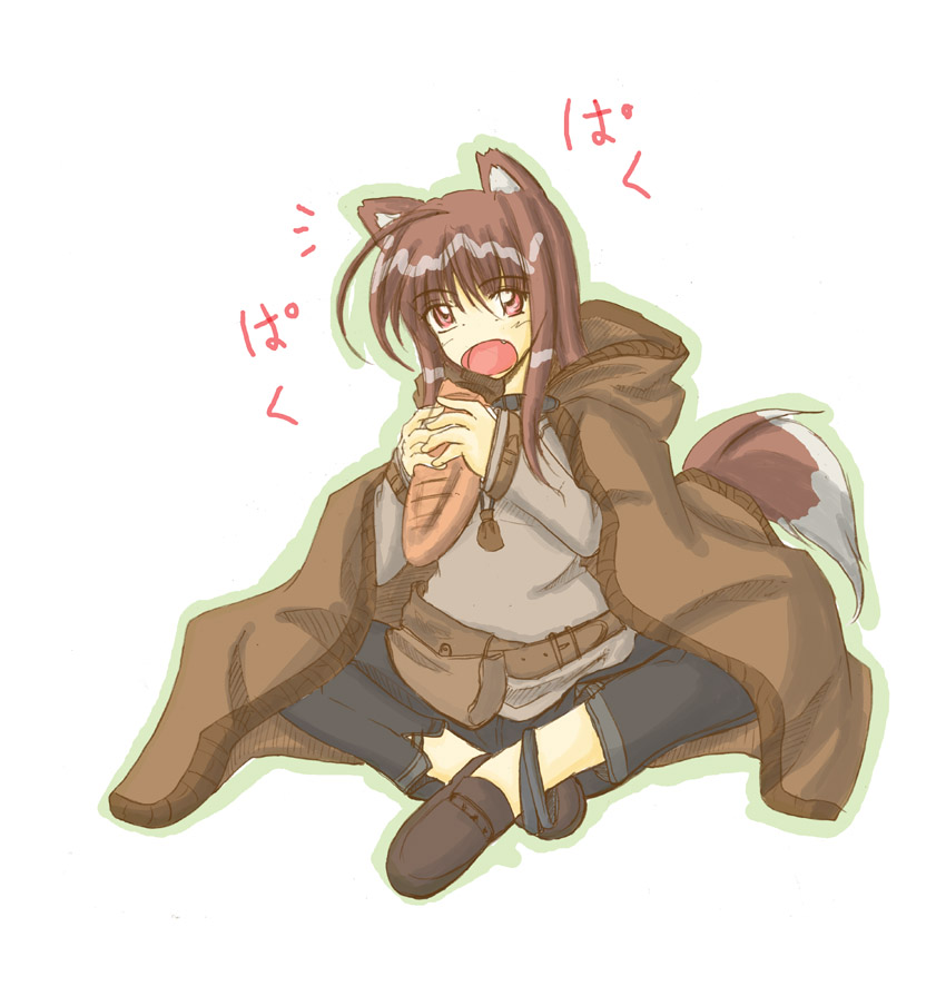Safebooru - animal ears bread eating food holo spice and wolf tail wolf ...