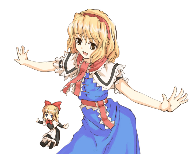 Safebooru - 1girl :d alice margatroid apron bangs black dress blonde hair blue dress blue eyes ...
