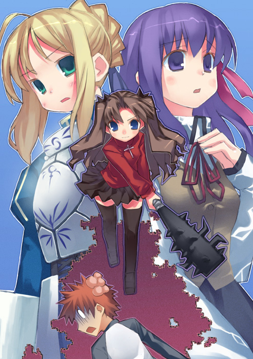 Safebooru - 1boy 3girls armor blonde hair bokusatsu tenshi dokuro-chan ...