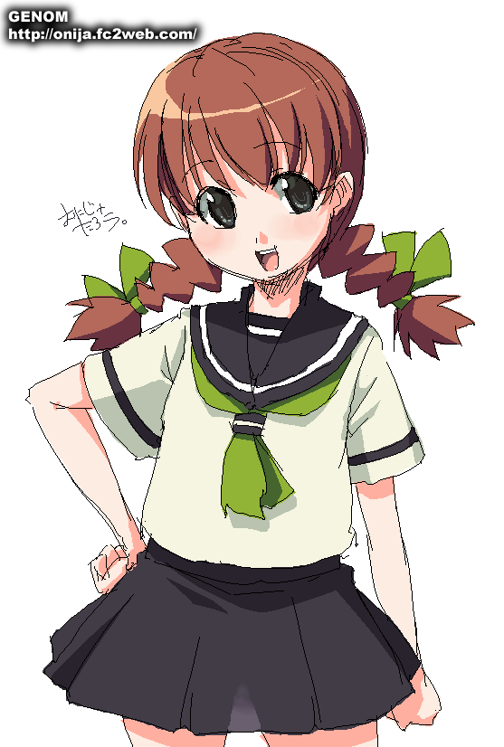 Safebooru - black eyes braid brown hair oekaki onija tarou school ...